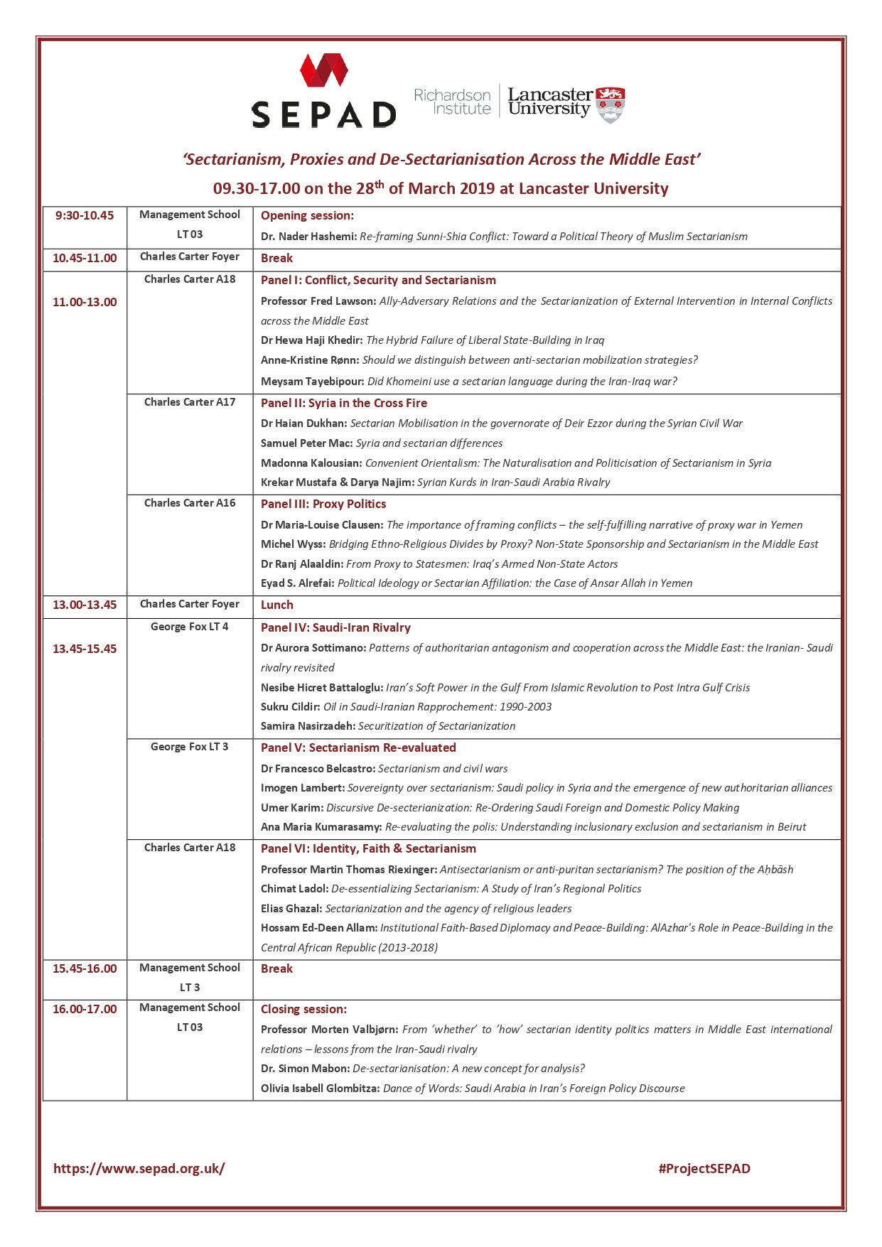 SEPAD › SEPAD Conference Schedule